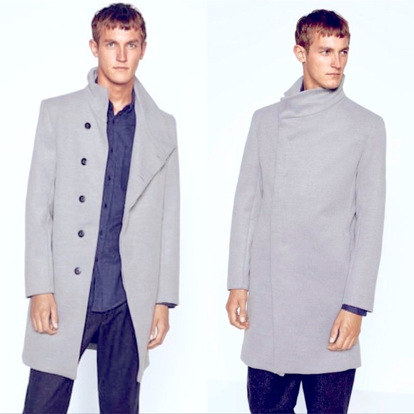 Zara | Jackets & Coats | Zara Man Funnel Collar Wool Coat Last Chance ...